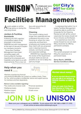 Facilities Management Update - UNISON City of Edinburgh