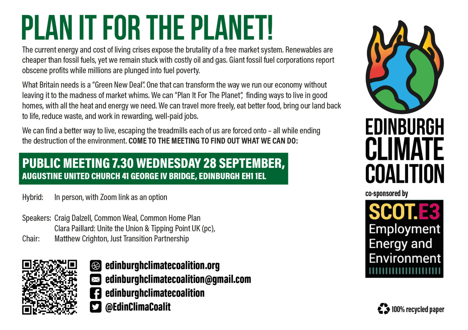 Plan for the Planet public meeting Wednesday 28th September 2022 ...