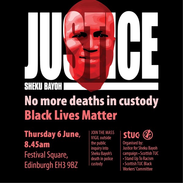 Vigil for Sheku Bayoh - Thursday 6th June 2024 - UNISON City of Edinburgh